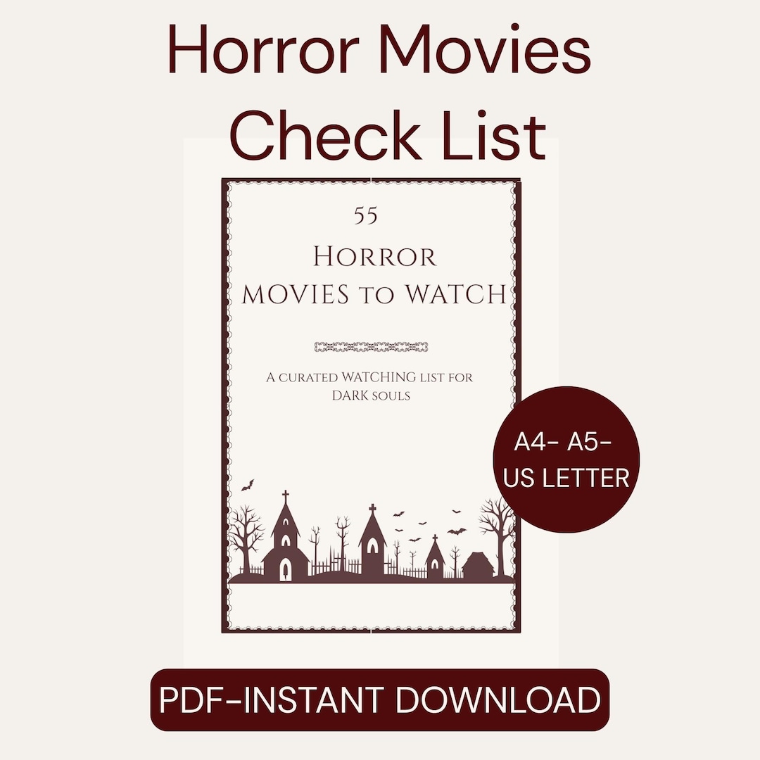 55 Horror Movies Challenge Printable | Gothic Movie Log & Film Review ...