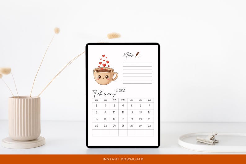 2026 A6 Coffee Theme Calendar | Printable Monthly Desk & Wall Calendar ...