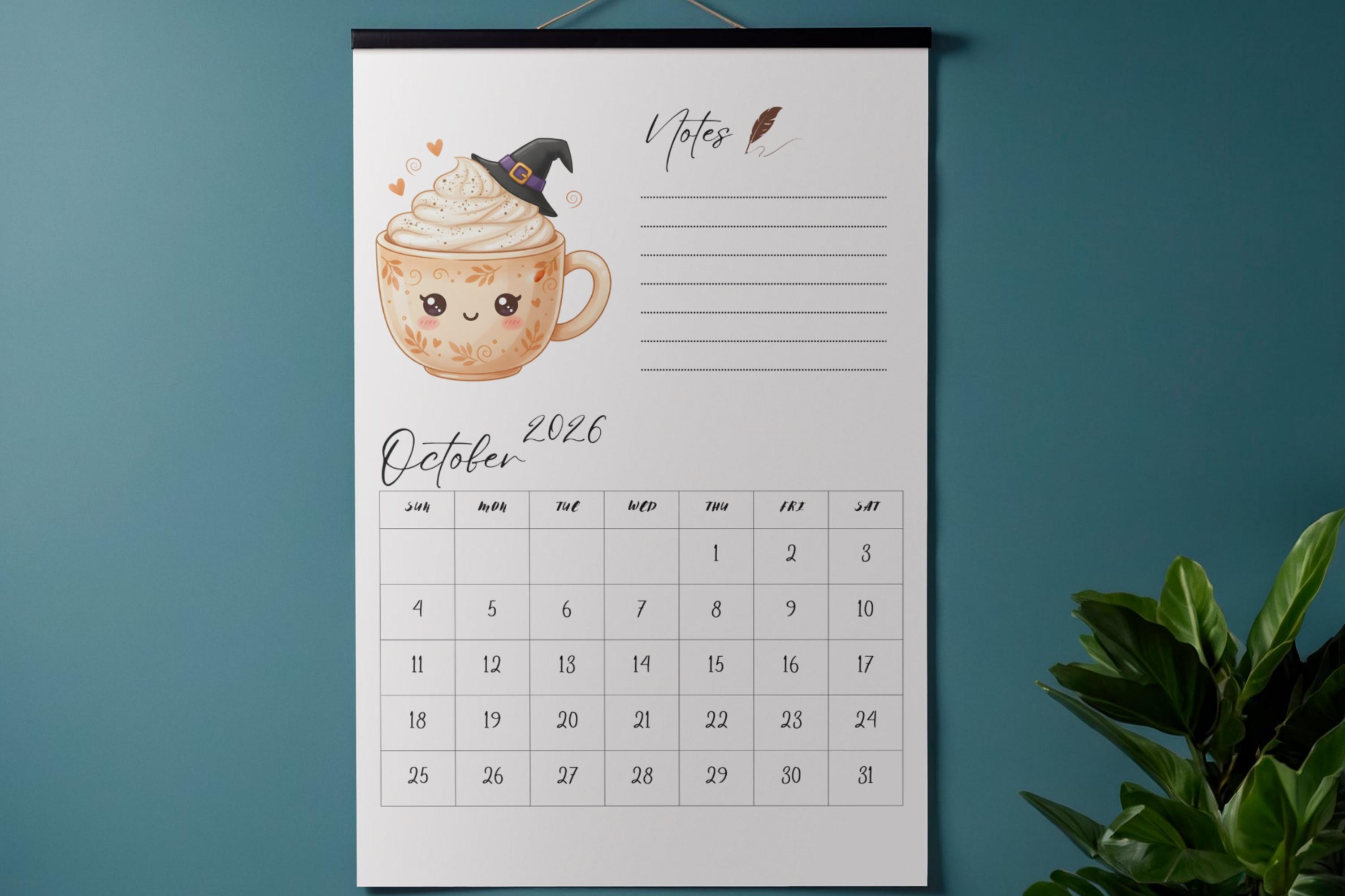 2026 A6 Coffee Theme Calendar | Printable Monthly Desk & Wall Calendar ...