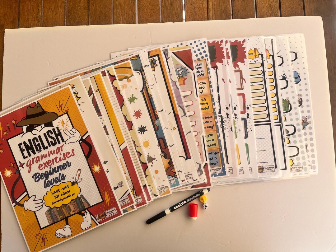 English Grammar Write & Wipe Cards – ESL Flashcards for Kids | Reusable ...