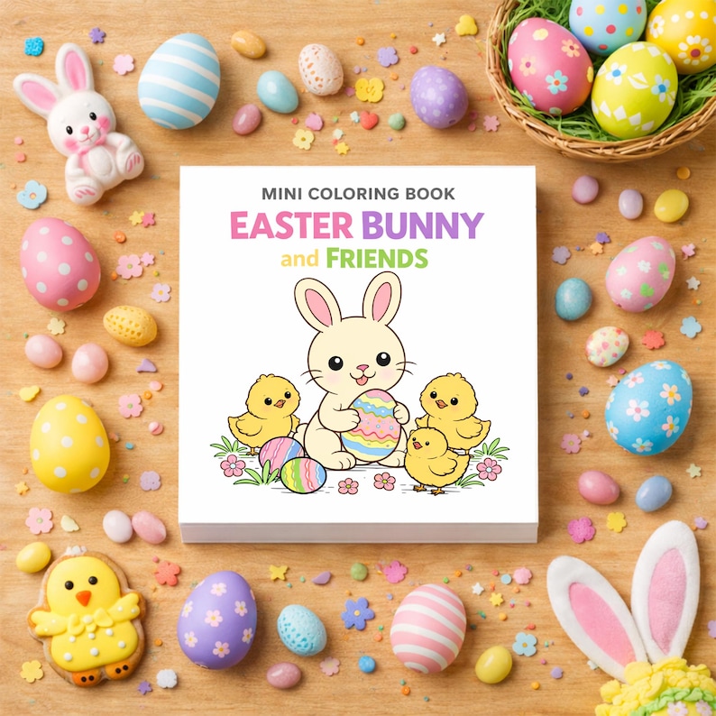 Easter Bunny and Friends Mini Coloring Book: 50 Pages, Travel Size - Etsy