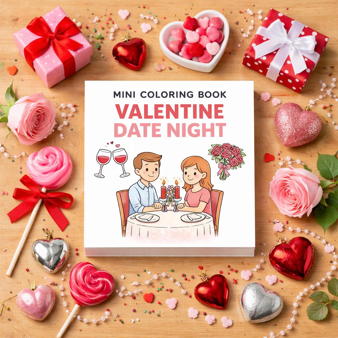 Valentine Date Night Mini Coloring Book: 50 Pages, 3"x3" Travel Size - Etsy