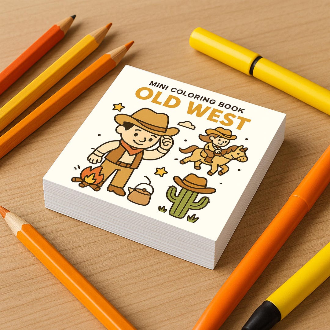 Old West Theme Mini Coloring Book: 50 Pages Travel Size - Etsy