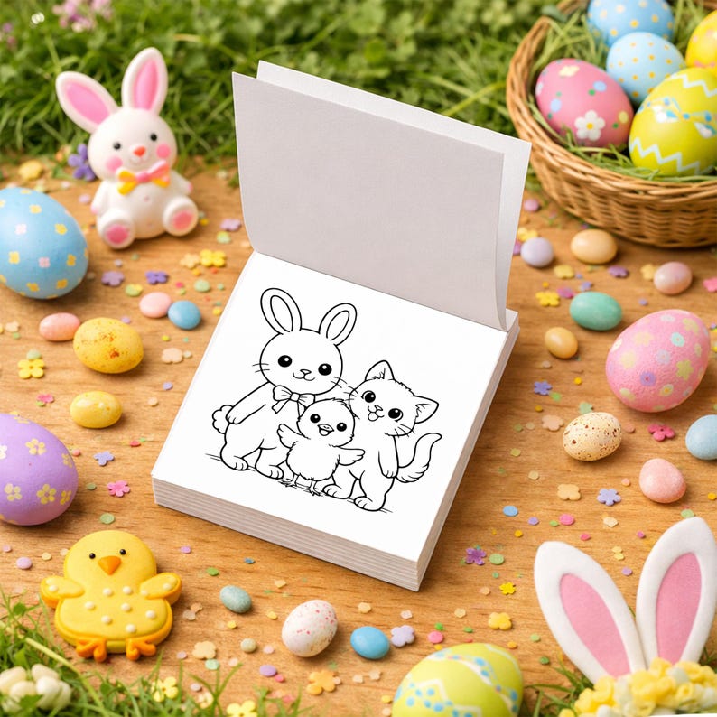 Easter Bunny and Friends Mini Coloring Book: 50 Pages, Travel Size - Etsy