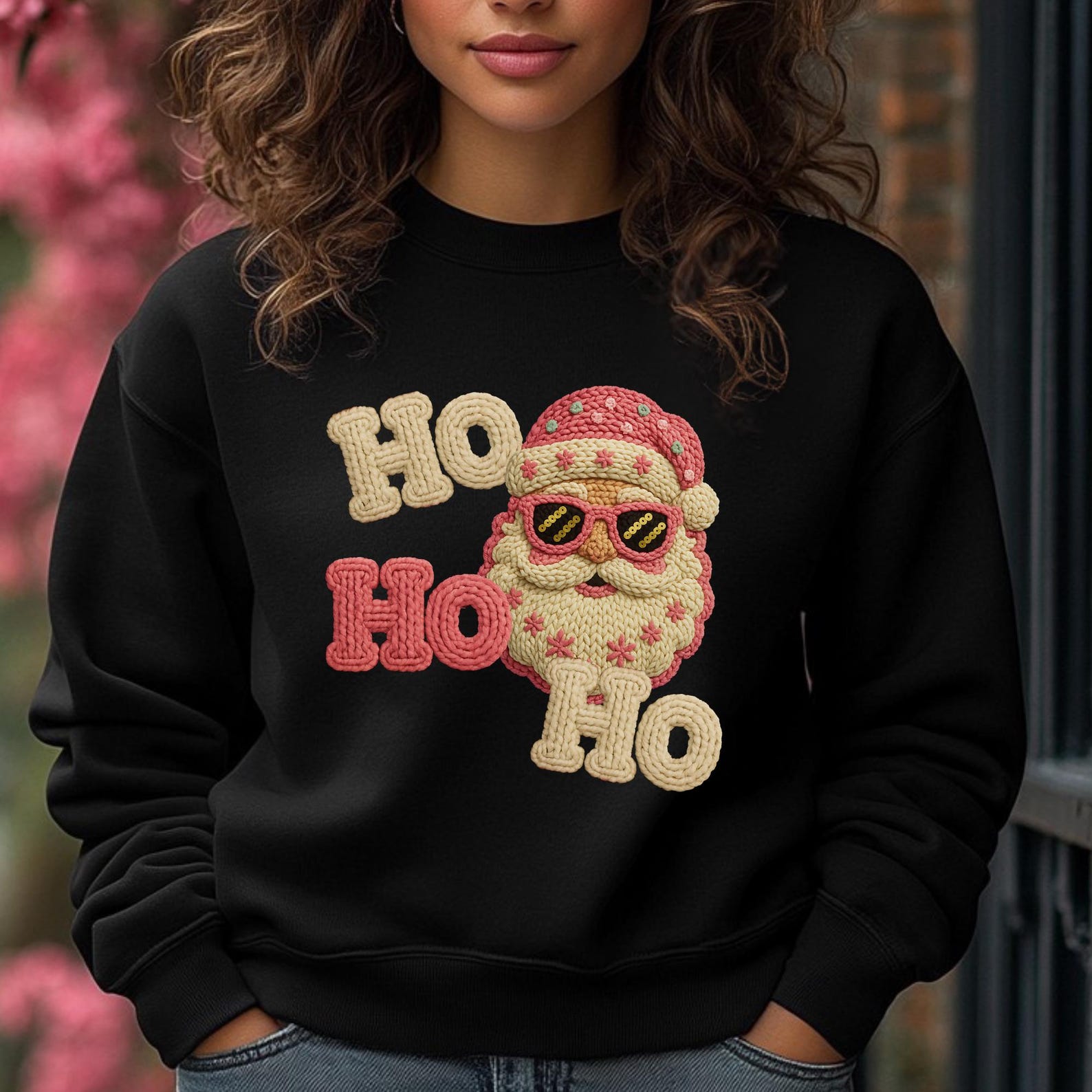 Retro Santa Faux Crochet Gildan Christmas Sweatshirt - Etsy