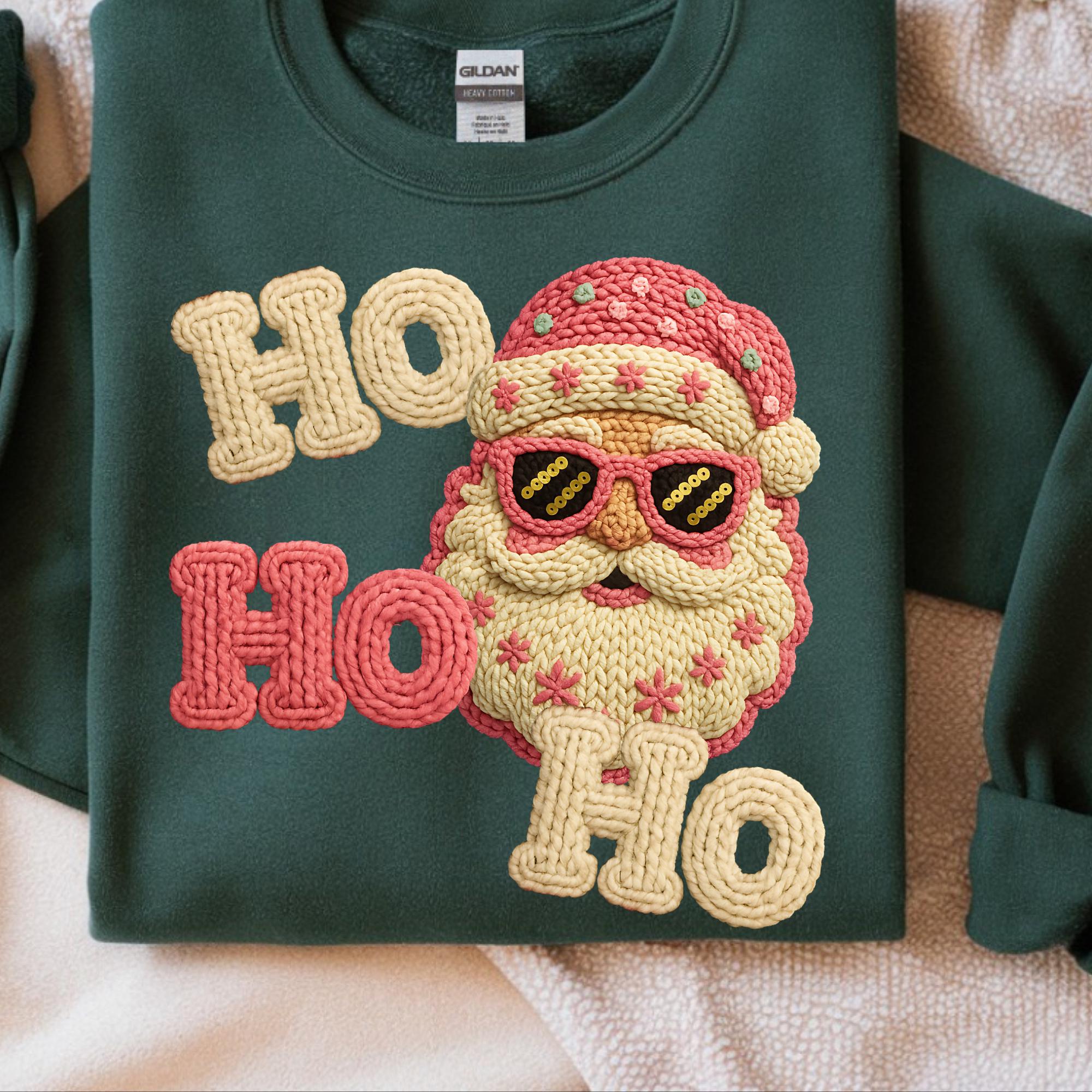 Retro Santa Faux Crochet Gildan Christmas Sweatshirt - Etsy