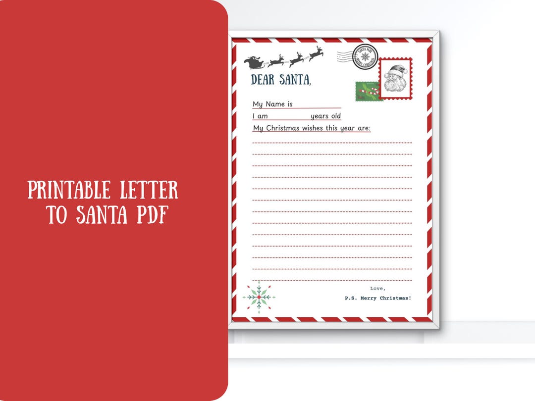 Plantilla imprimible de carta a Papá Noel (descarga instantánea) - Etsy ...