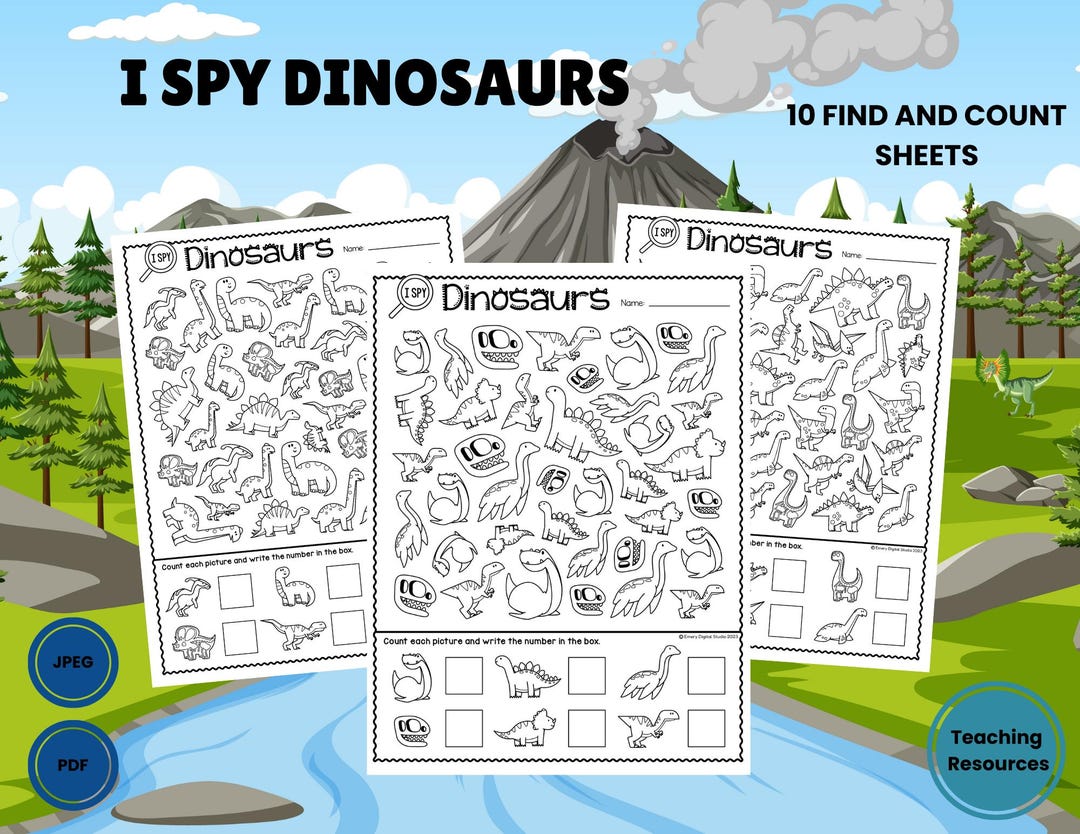 I Spy Dinosaurs Printable | Find & Count Dinosaur Activity Sheets ...