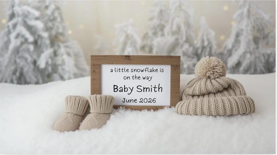 Winter Baby Announcement - Digit Download - Etsy