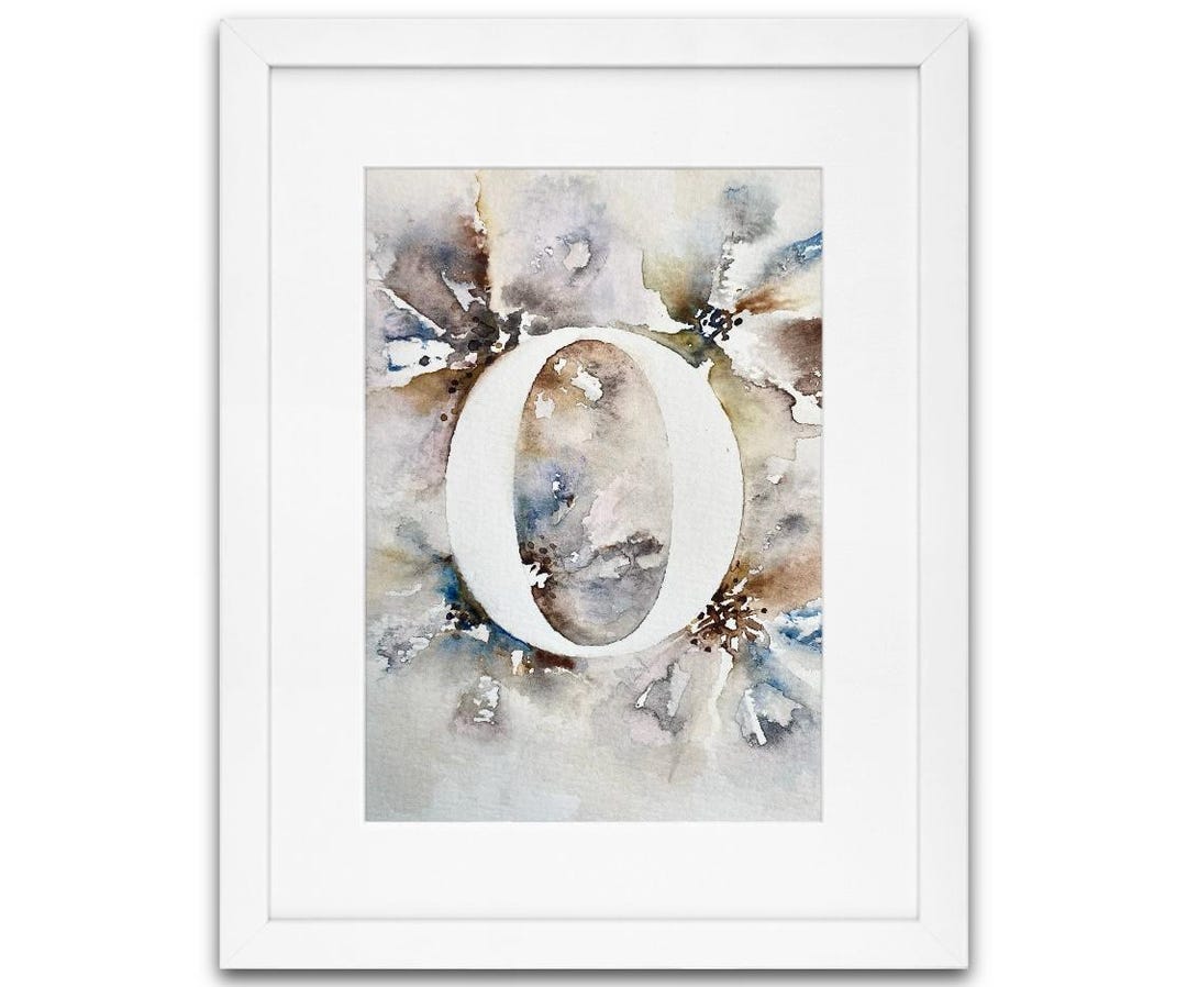 Personalized Letter Art- Original Abstract Watercolor Painting- 5" X 7 ...