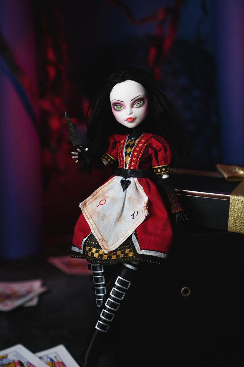 PREORDER Alice Madness Returns Card Dress Monster High Custom Ooak Doll ...