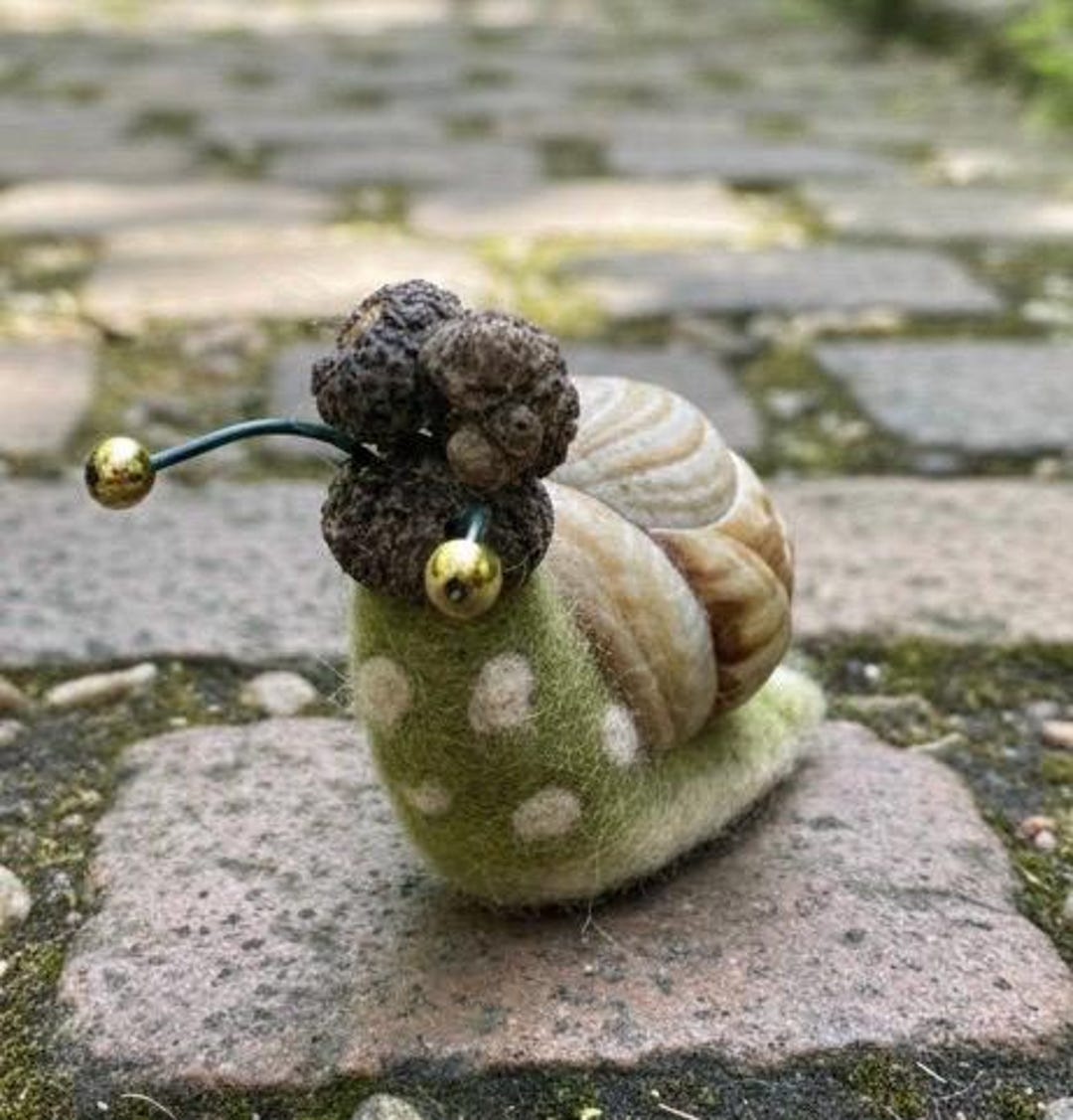 Needle Felted Snail With Real Shell - Etsy