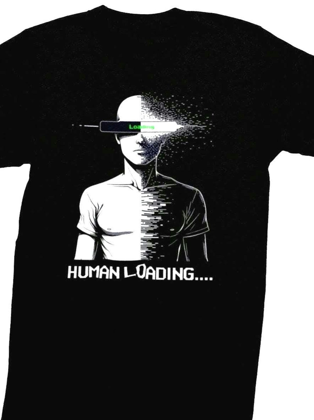 Cyberpunk Human Loading T-shirt | Glitch Art Graphic Tee | Futuristic ...