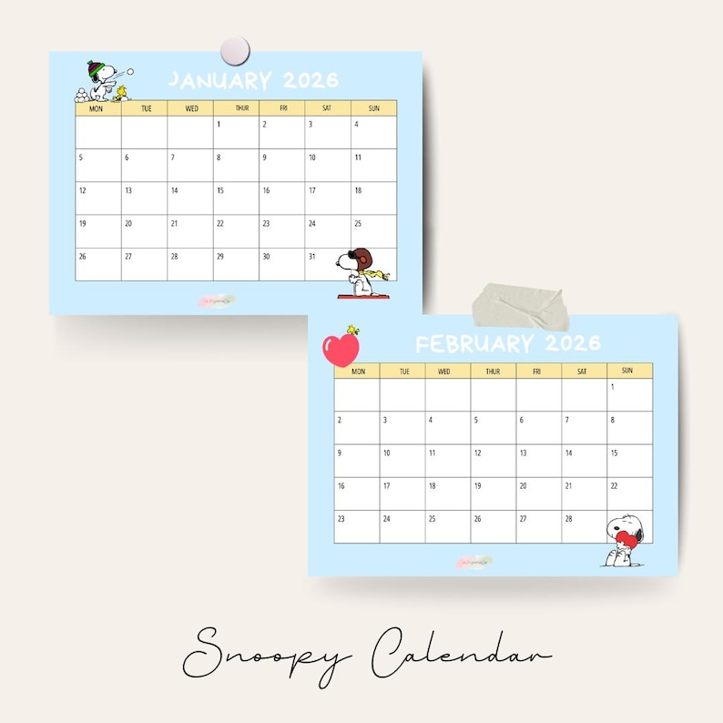 Snoopy 2026 Calendar - Etsy UK