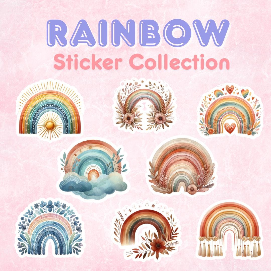 Holographic Rainbow Sticker Collection | Vinyl Water Resistant Stickers ...