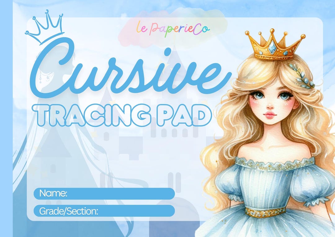 Cursive Letter Tracing Pad - Princess Theme - Etsy