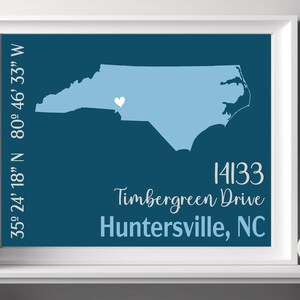 State Coordinates Address Map Print. Mothers Day Gift. State Art Print ...