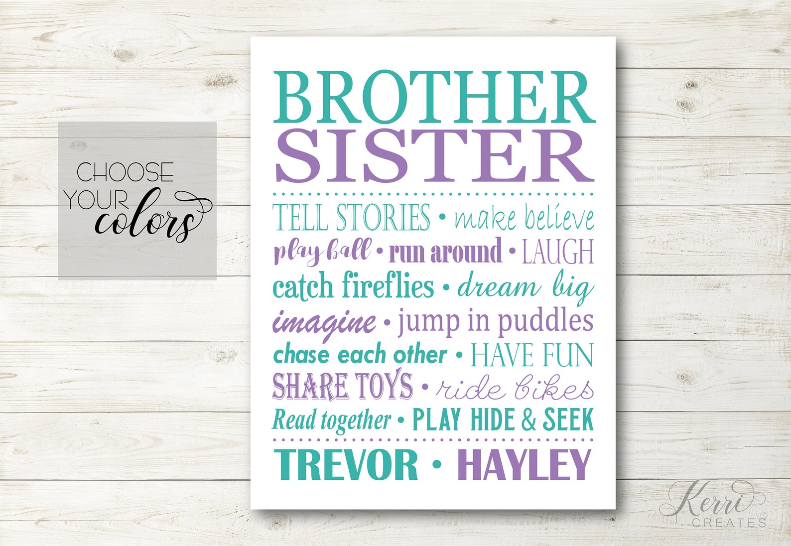 Siblings Print. Brother Sister Print. Sibling Word Art. | Etsy