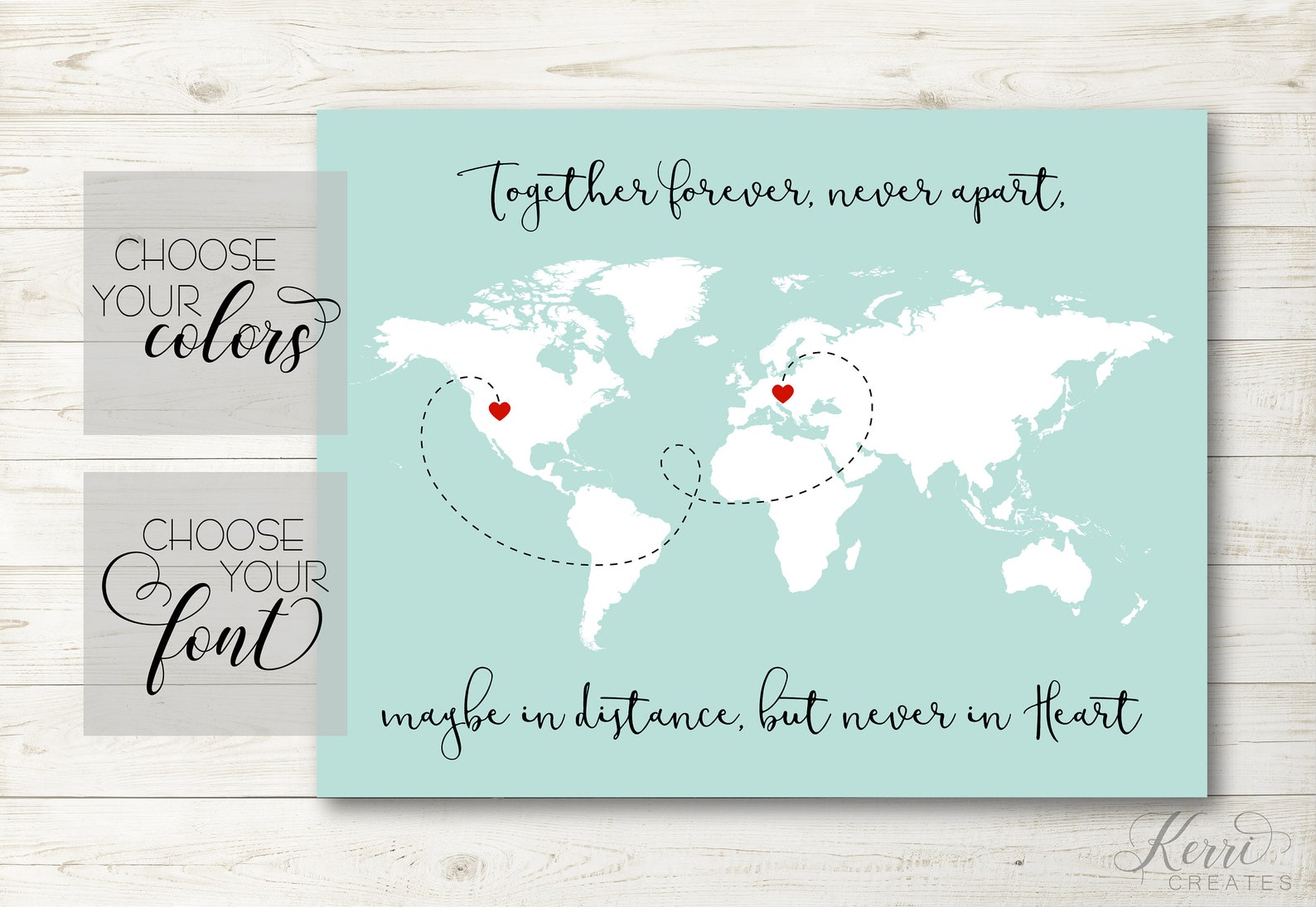 World Map. Together Forever Never Apart. Long Distance Gift. Going Away ...