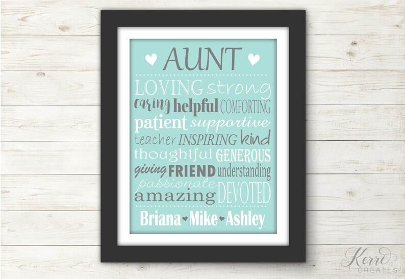 Gift for Aunt. Aunt Print. Aunt Word Art. Mothers Day Gift. Aunt Word ...