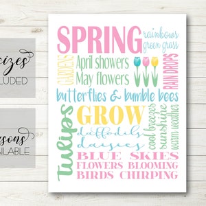 Spring Print. 3 Sizes Included. PRINTABLE. Spring Word Art. Seasons ...