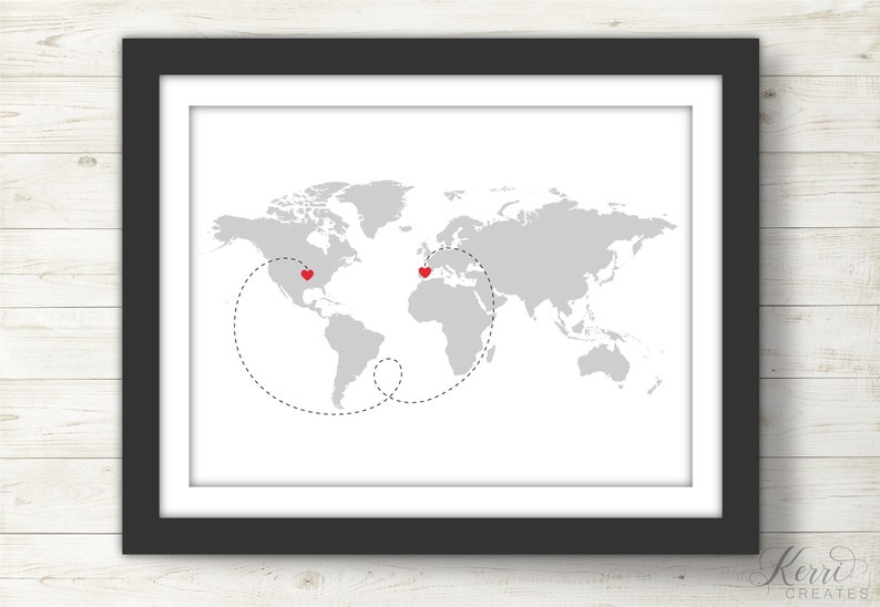 World Map. World Print. Heart to Heart Countries. Long - Etsy