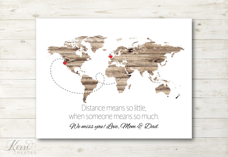 World Map. Moving Gift. Long Distance Gift. Going Away Gift. Watercolor ...