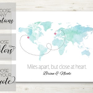 World Map. Moving Gift. Long Distance Gift. Going Away Gift. Watercolor ...