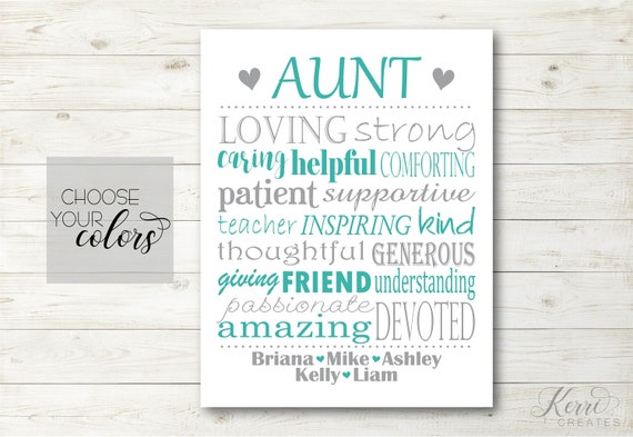 Gift for Aunt. Aunt Print. Aunt Word Art. Mothers Day Gift. | Etsy