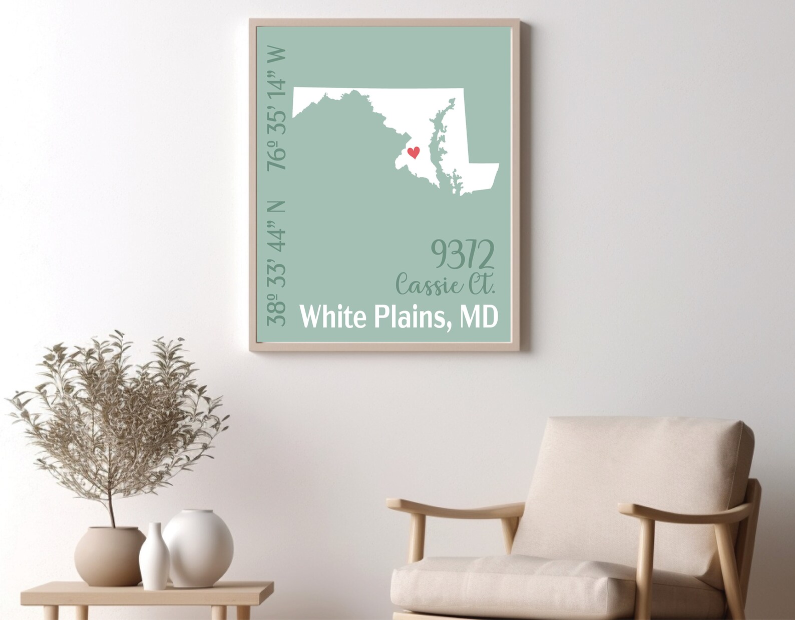 State Coordinates Address Map Print. Mothers Day Gift. State Art Print ...