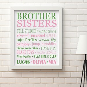Siblings Subway Art Print. Brother Sister Wall Art. Sibling Word Art ...