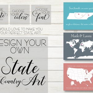 Design Your Own State Art or Country Art. Map Print. Custom State or ...