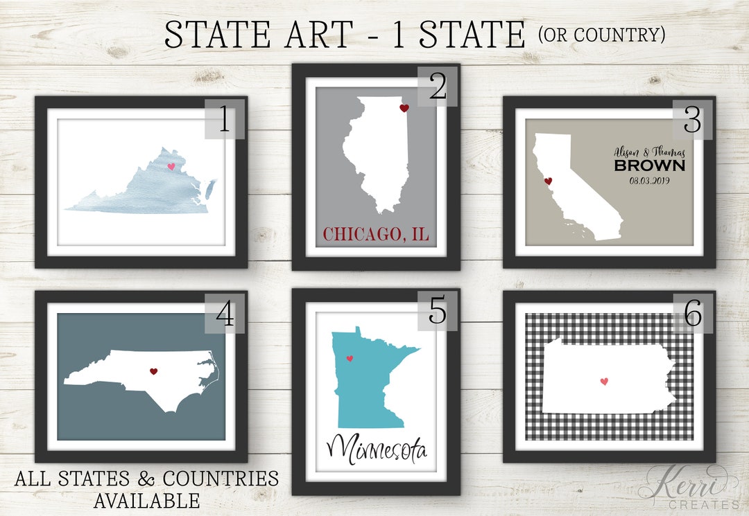 State Print. State Art. Mothers Day Gift. Heart Over City. Personalized ...