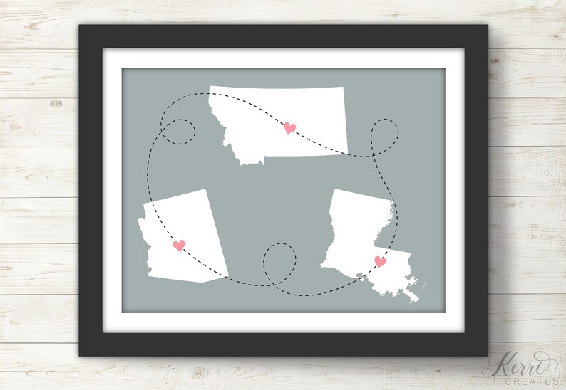 3 States. State to State Print. State Map Printable. Country - Etsy