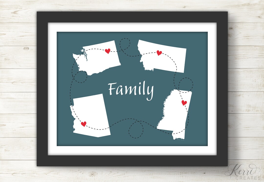 4 States. Family State Art Print. State Map Printable. State - Etsy