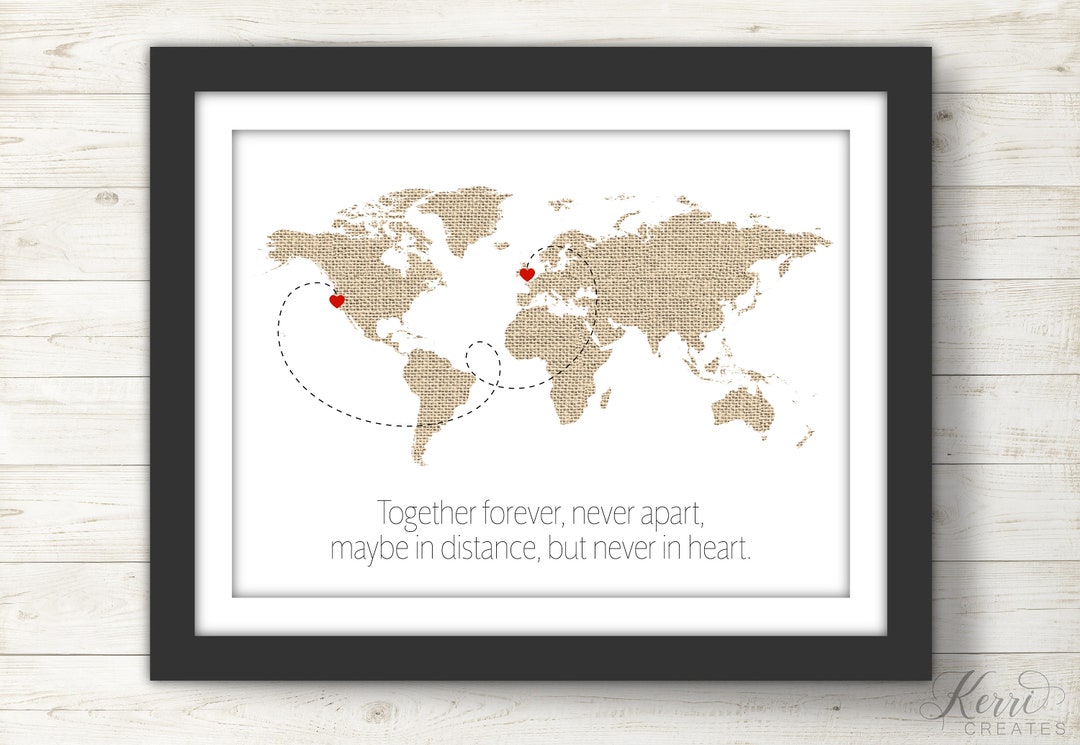 World Map. Moving Gift. Long Distance Gift. Going Away Gift. Watercolor ...
