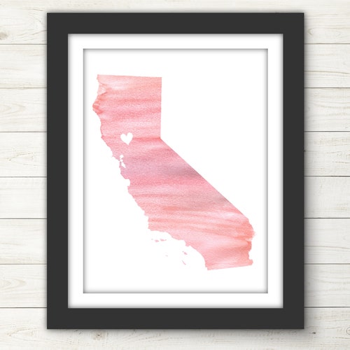 Custom California Map Art Heart Over ANY City Customized - Etsy