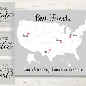 State Map Print. Best Friends True Friendship Knows No - Etsy