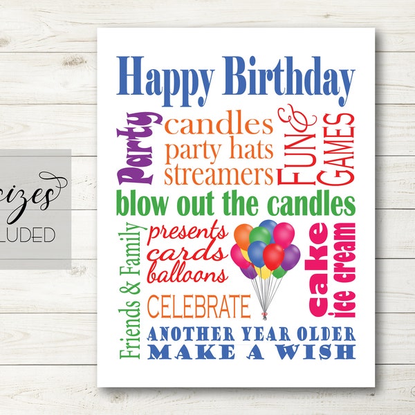 Birthday Word Art - Etsy