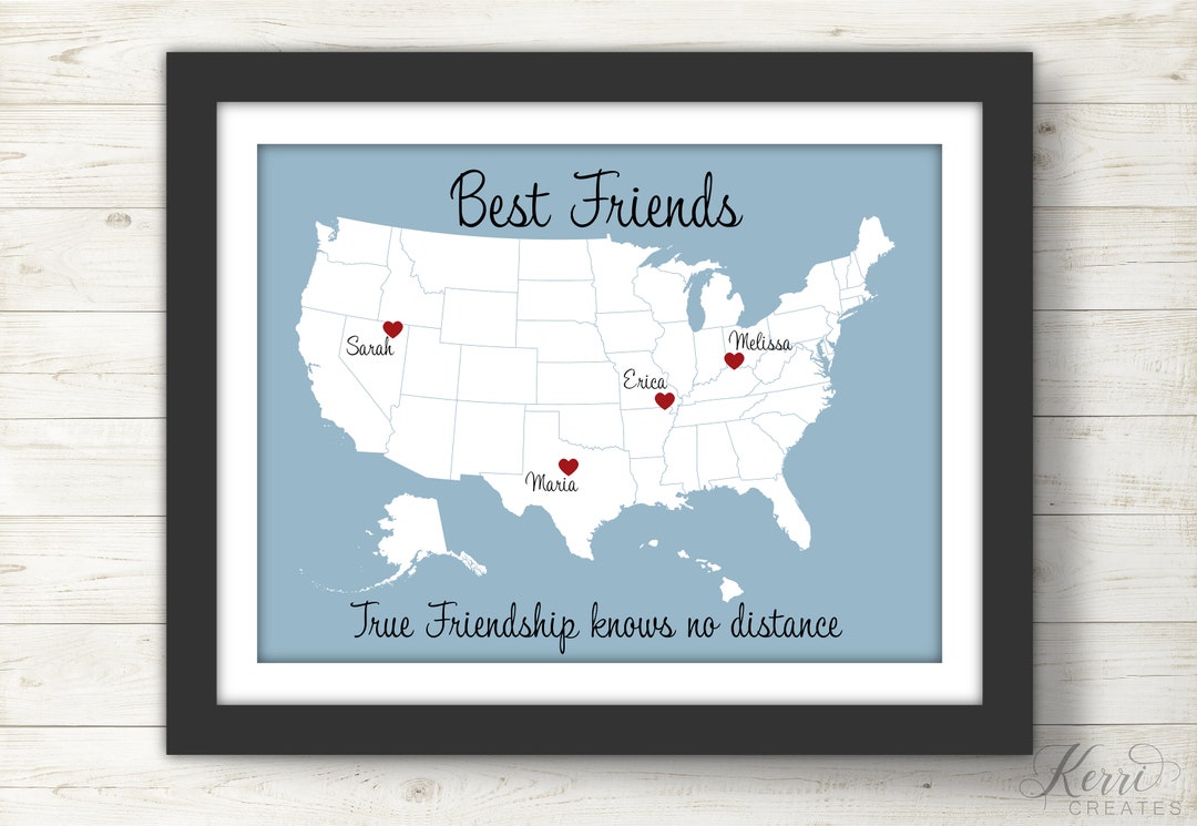 State Map Print. Best Friends True Friendship Knows No - Etsy