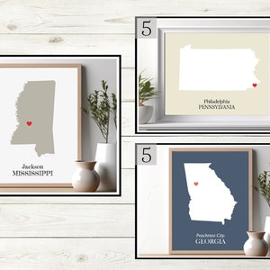 State Map Gift. State Art. Heart Over City. Personalized State Map ...