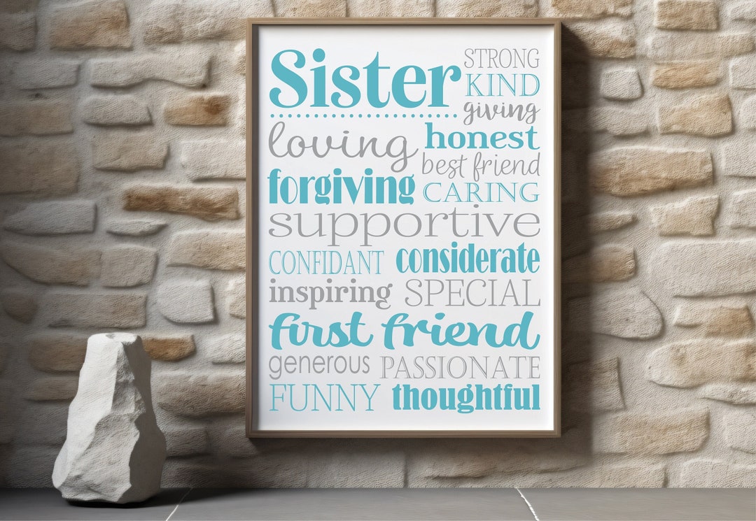 Sister Word Art. Gift for Sister. Sister Print. Mothers Day Gift ...
