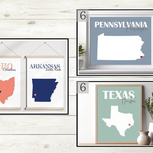 State Map Gift. State Art. Heart Over City. Personalized State Map ...