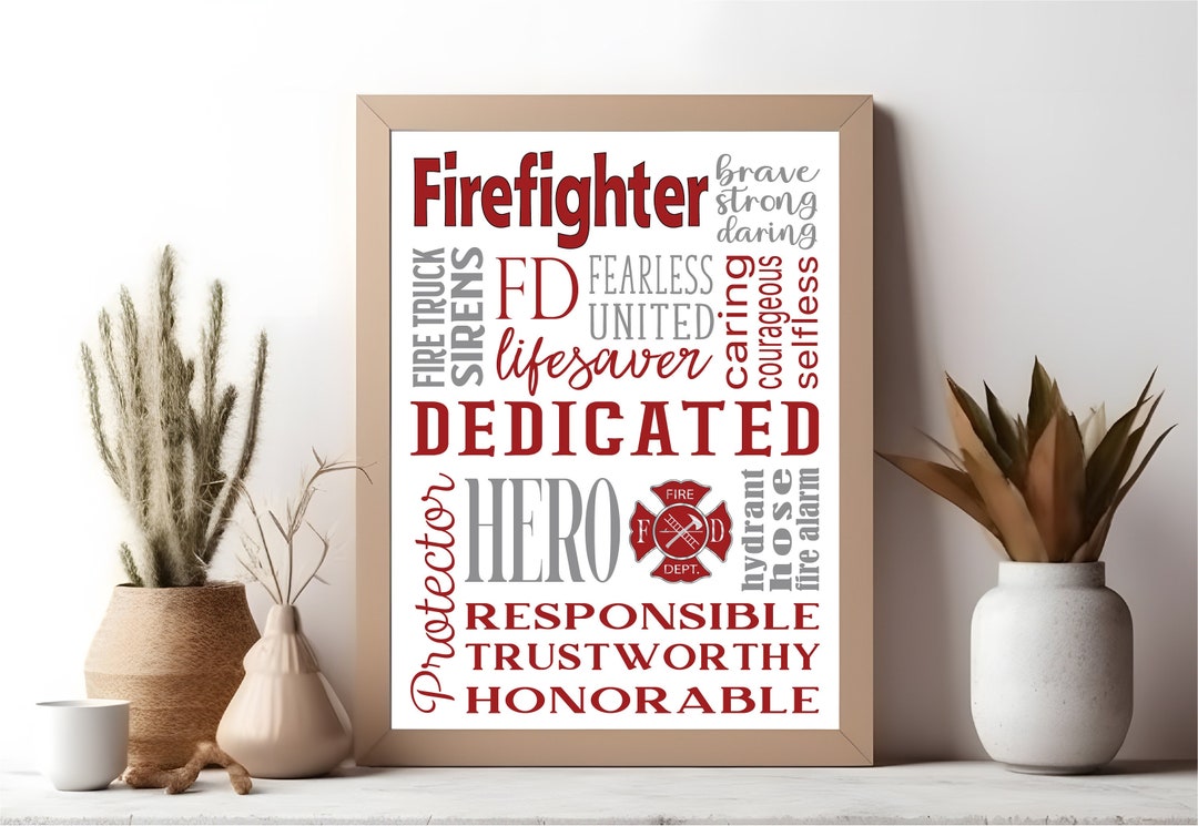 Firefighter Gift. 5 Sizes Included. Firefighter Subway Art. PRINTABLE ...