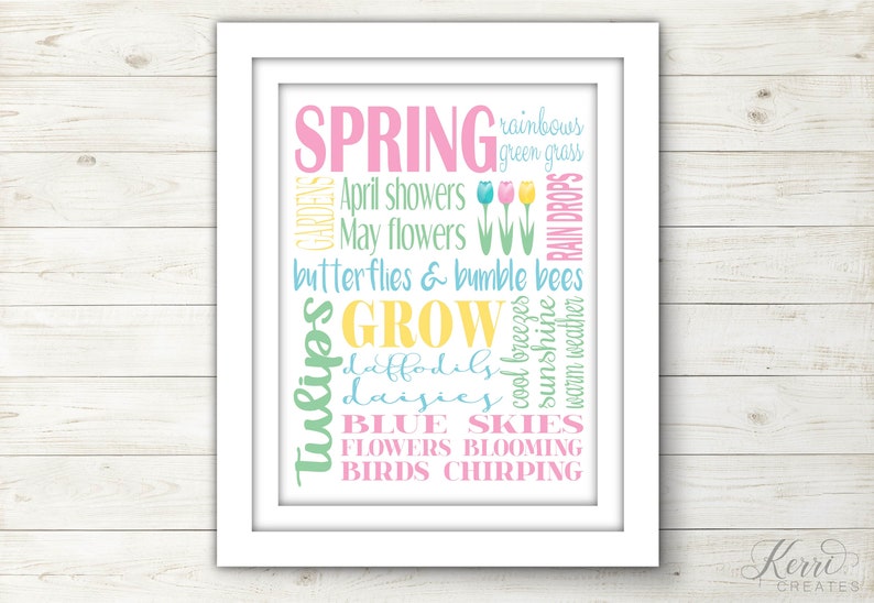 Spring Print. 3 Sizes Included. PRINTABLE. Spring Word Art. | Etsy