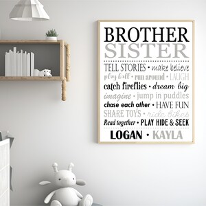 Siblings Subway Art Print. Brother Sister Wall Art. Sibling Word Art ...