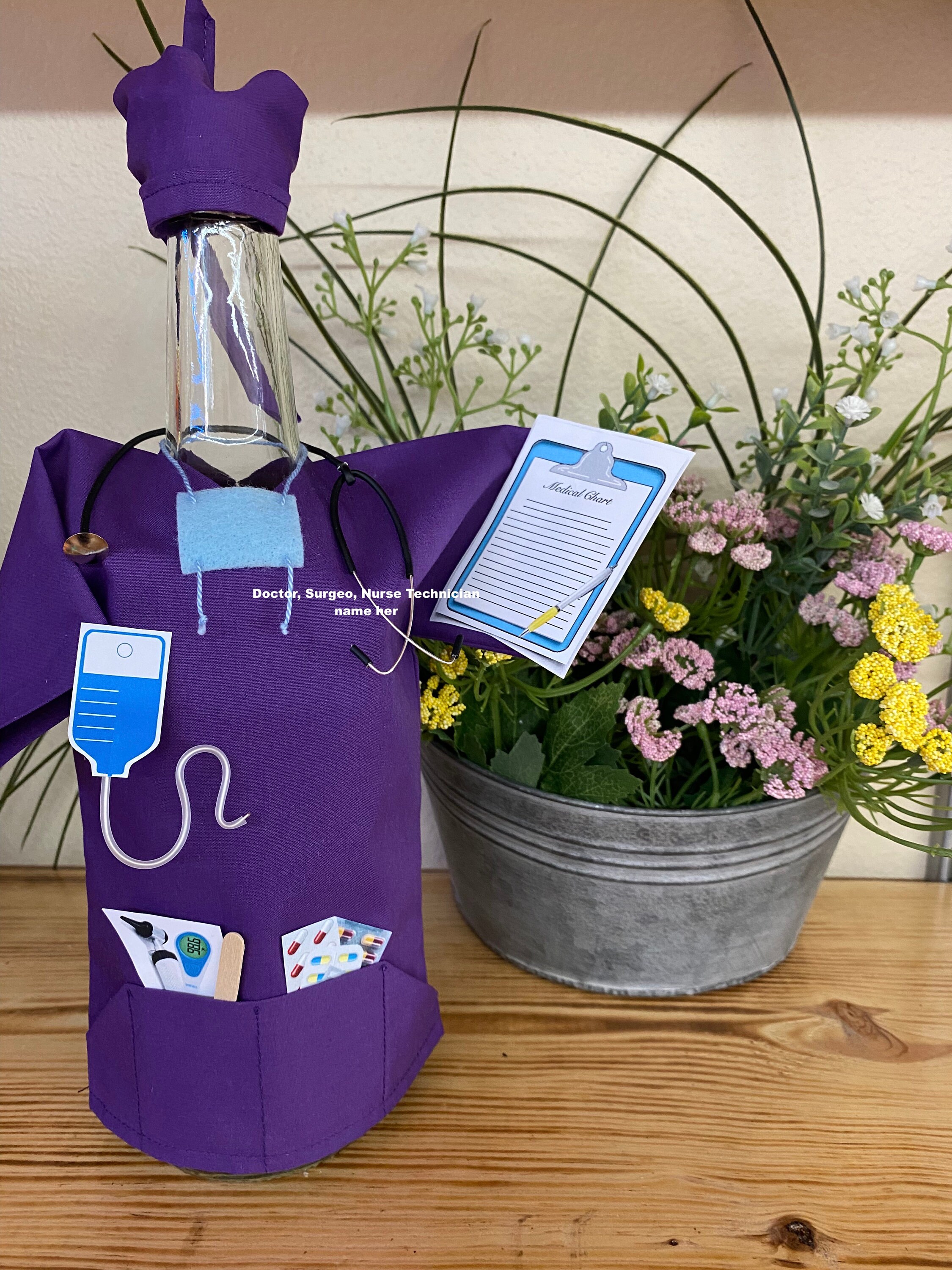 Personalized Scrubs Wine Bottle Cover, Medical Graduation Gift - Etsy