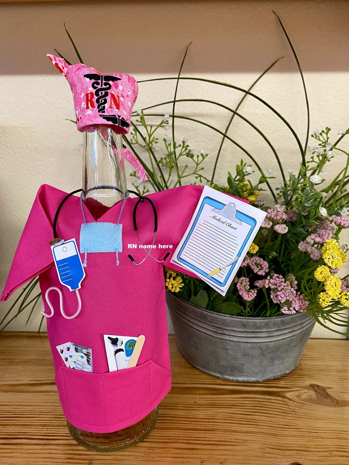 Personalized Scrubs Wine Bottle Cover, Medical Graduation Gift - Etsy
