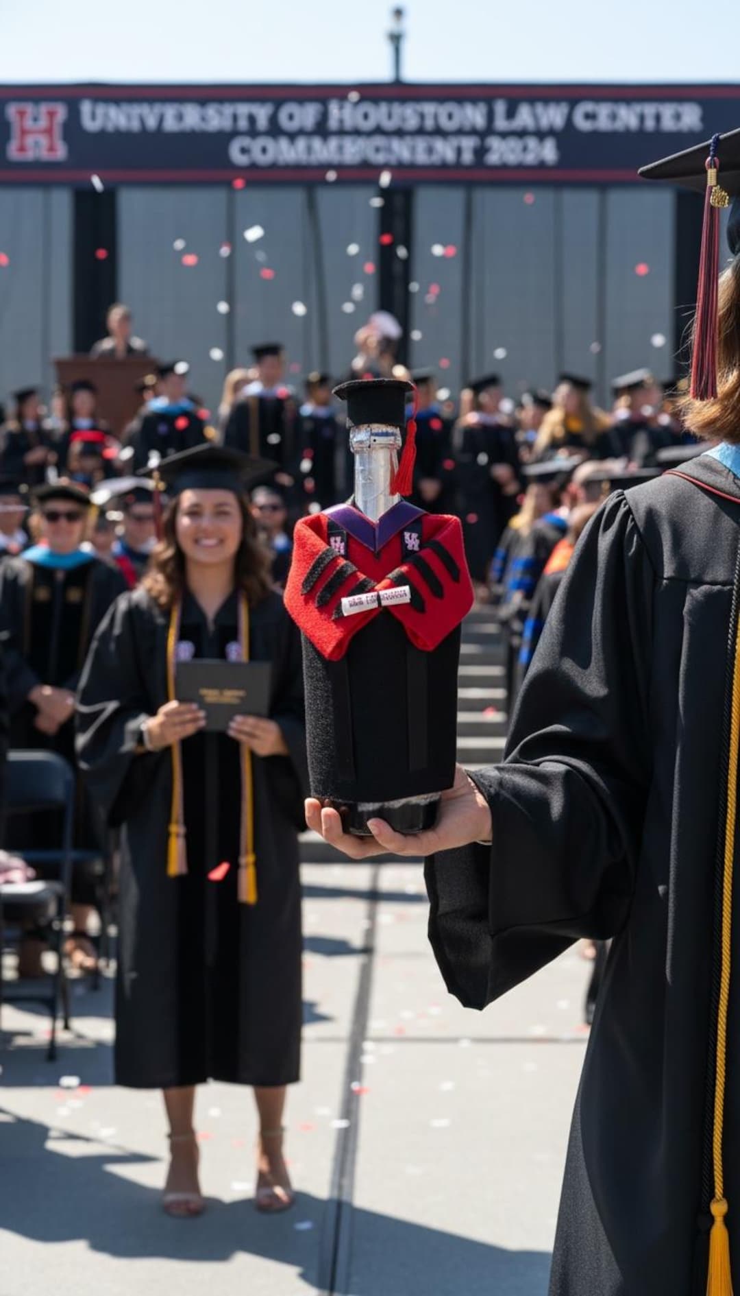 Law School Graduation Cap Bottle Cover, Personalized Diploma Detail ...