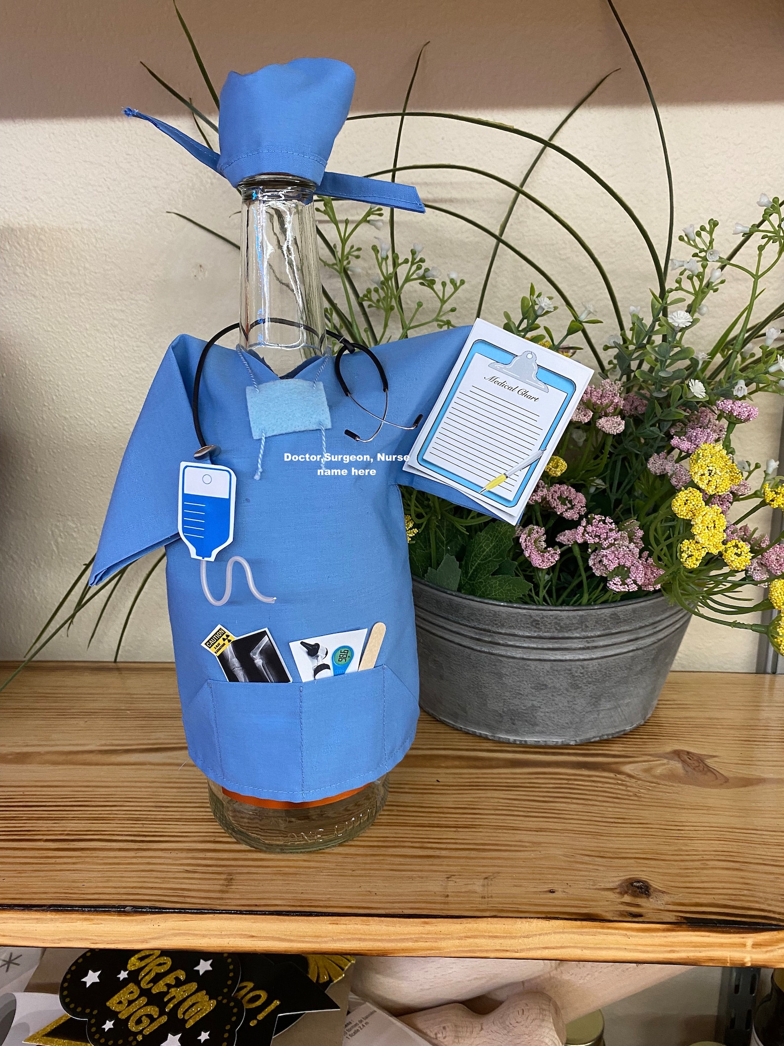 Personalized Scrubs Wine Bottle Cover, Medical Graduation Gift - Etsy